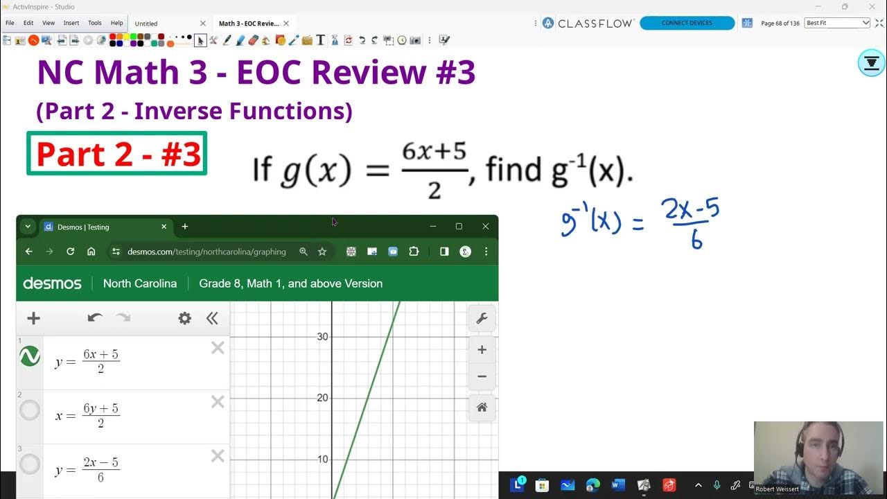 NC Math 3 - EOC Review 3 Part 2 - Inverse Functions - YouTube