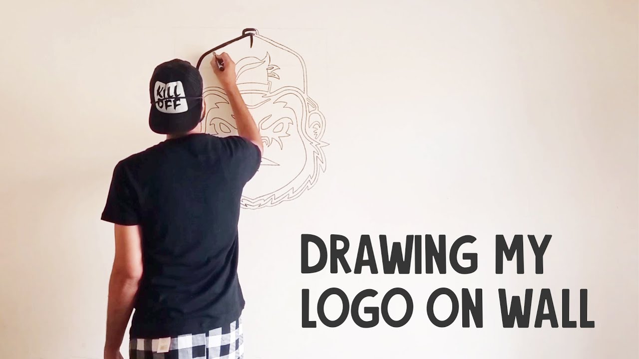 Drawing my logo on wall - YouTube