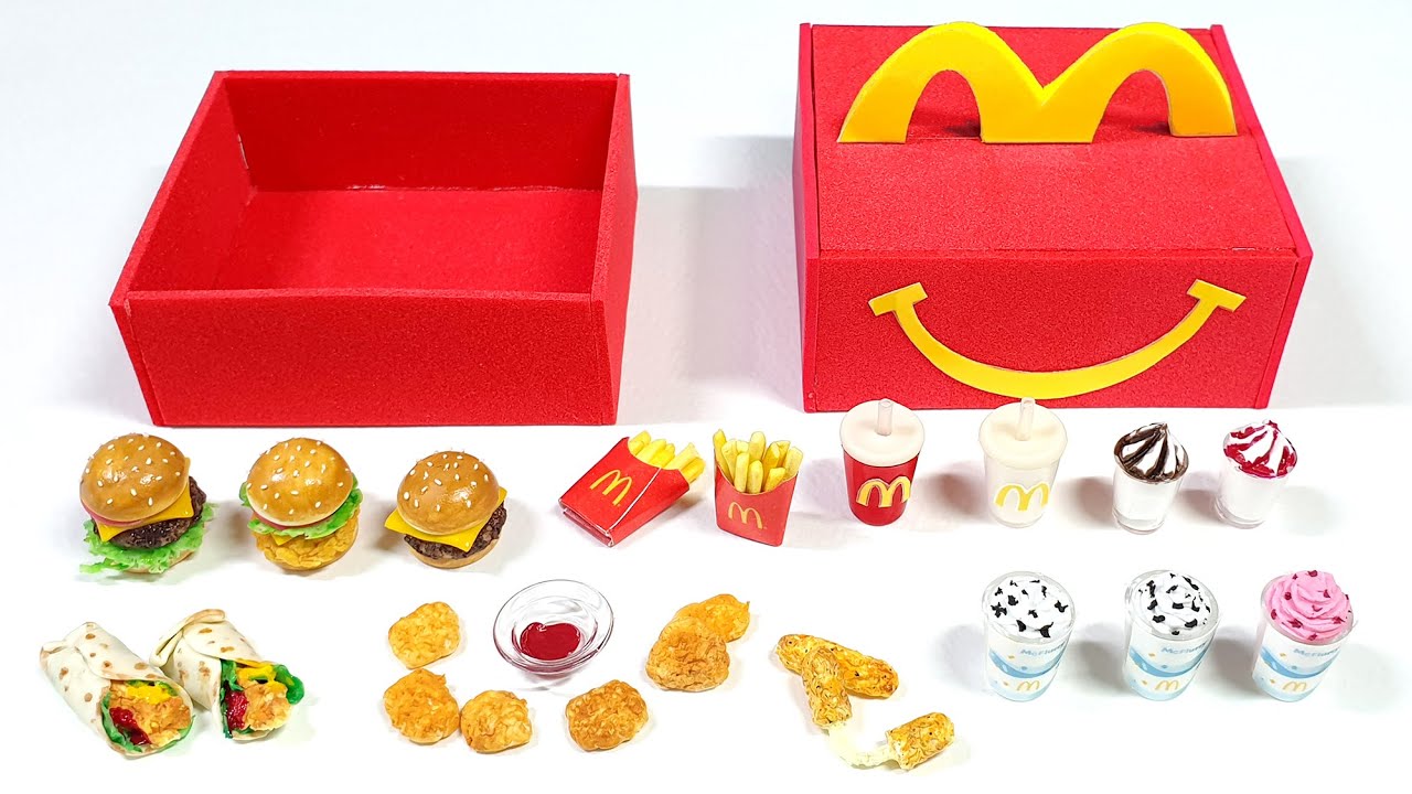 DIY How to make Clay miniature Mcdonalds set ｜Realistic Food with clay ...