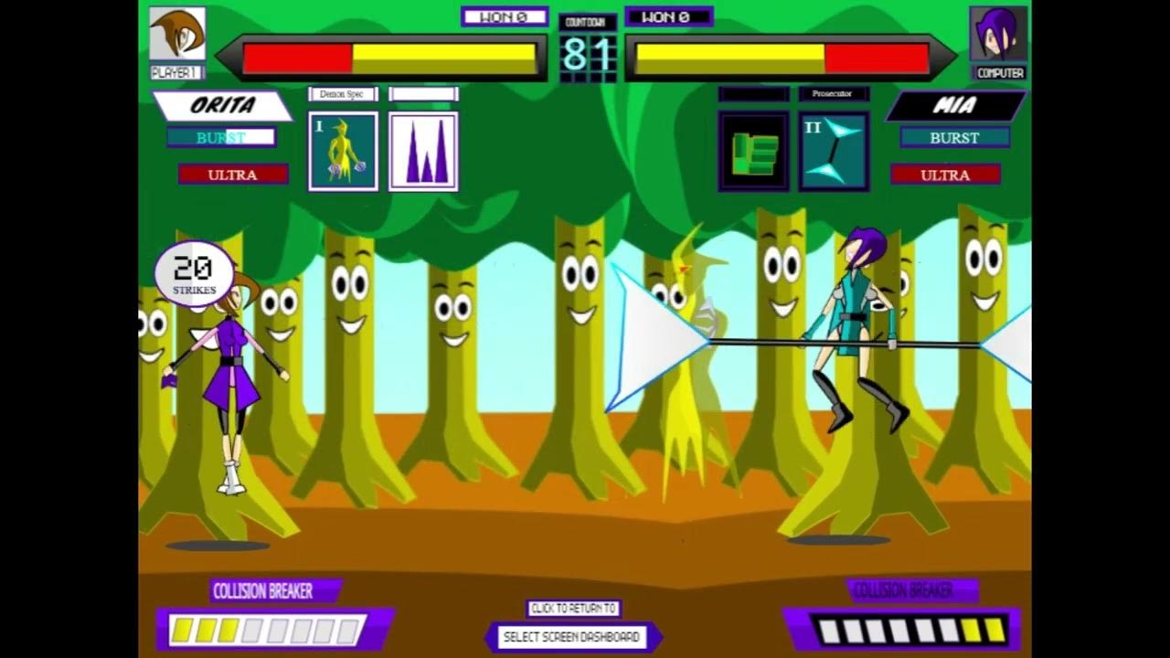 Everron Orita vs Mia girl fight epic battle a 2d Simplistic indie fighting games top 10 scratch ...