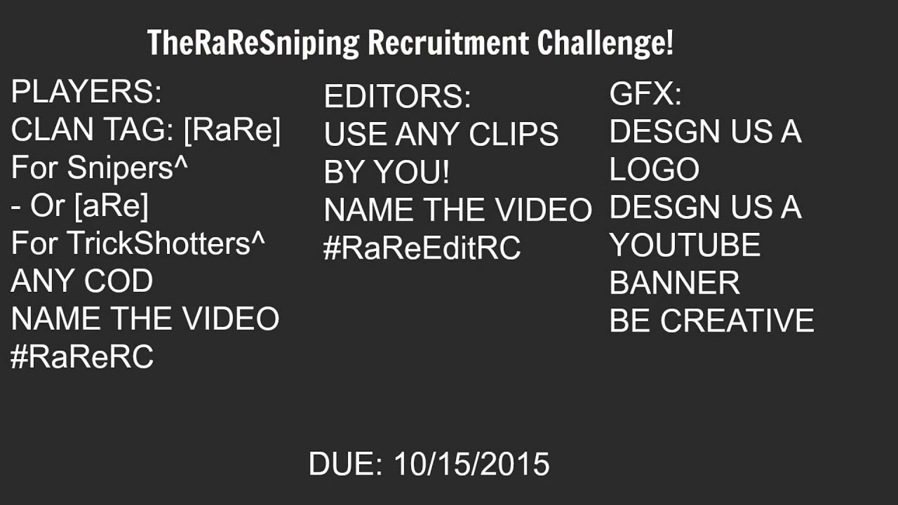 RaRe: Recruitment Challenge! DUE: 10/15/2015 - #RaReRecruit! - YouTube