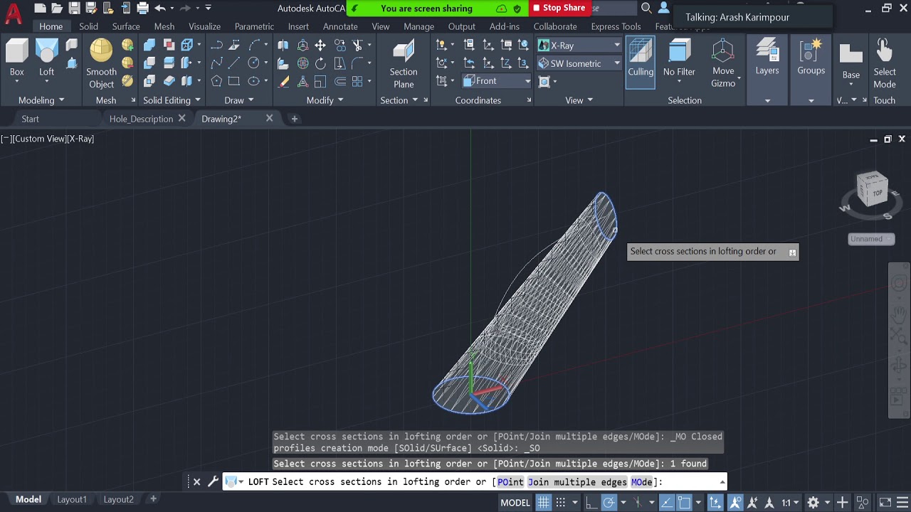 65: Create 3D Drawing using Loft (AutoCAD Tutorial) - YouTube