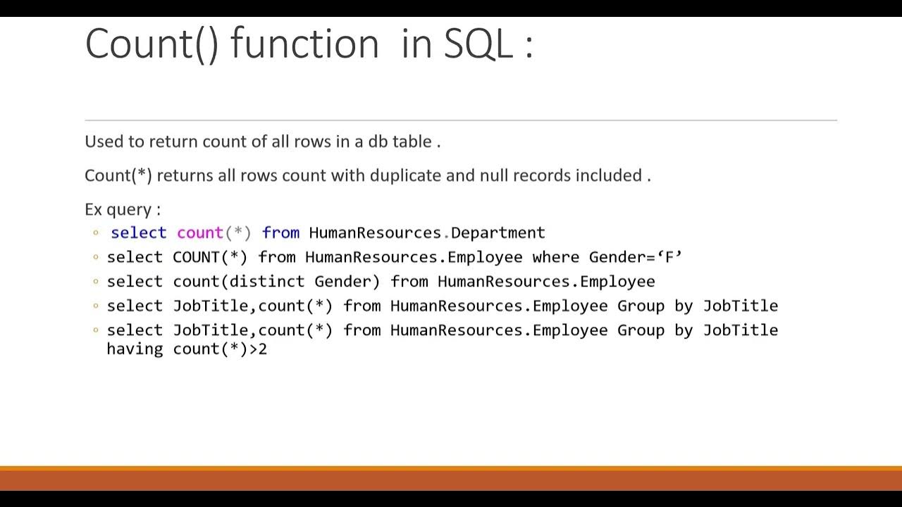 Aggregate Function in SQL | Count() Function | SQL Tutorial for beginners. - YouTube