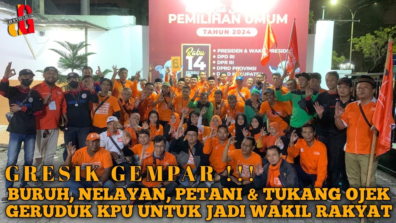 Buruh, Nelayan, Petani, Tukang Ojek Geruduk KPU Gresik - YouTube