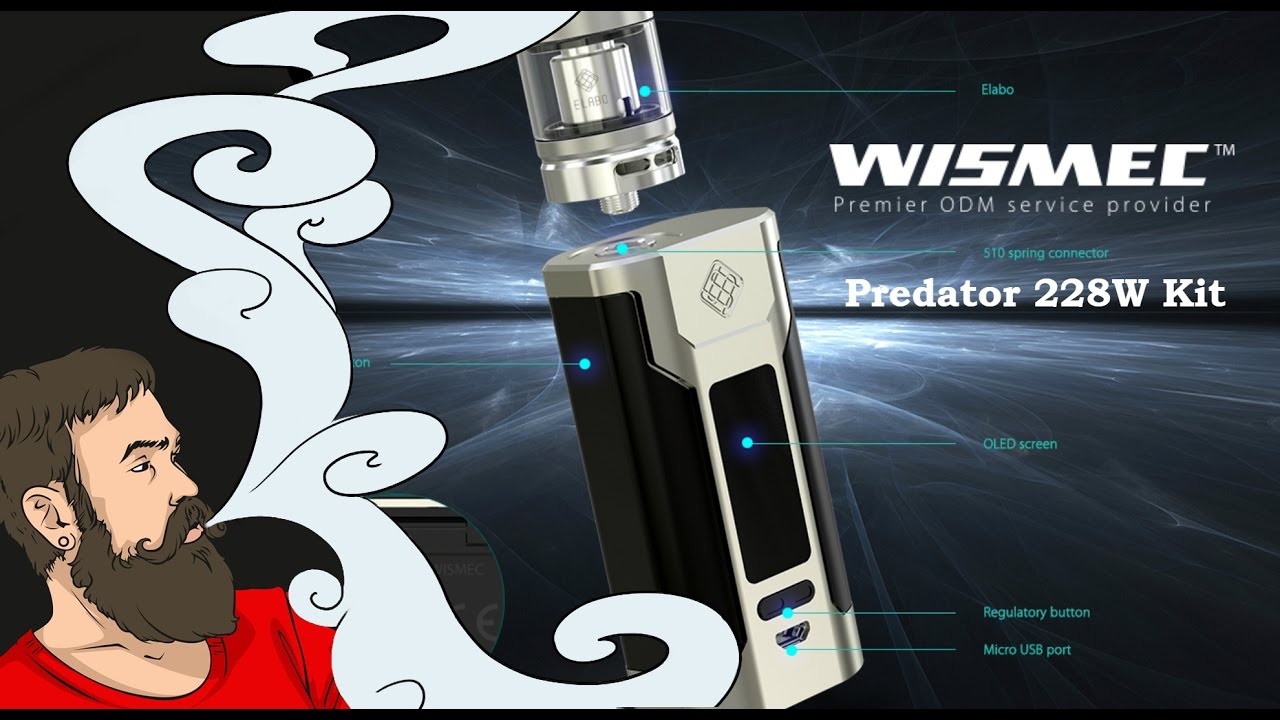 Vape обзор №169. Wismec Predator 228W Kit \ Elabo Clearomizer - YouTube