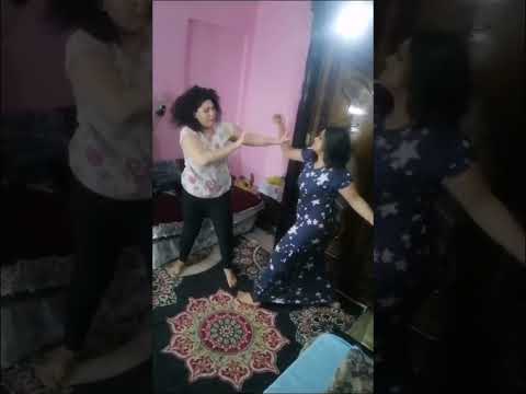Arab Women in an Intense Wrestling Match