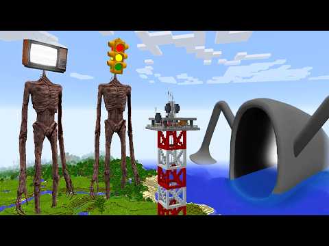 SURVIVING FROM SEA EATER, TRAFFIC HEAD AND TV HEAD in Minecraft - Gameplay