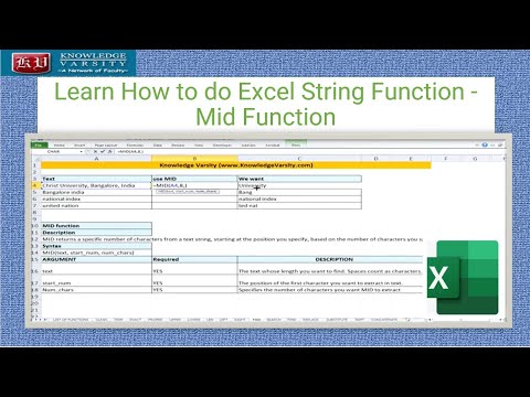 How to do Excel String Function - Mid Function - YouTube