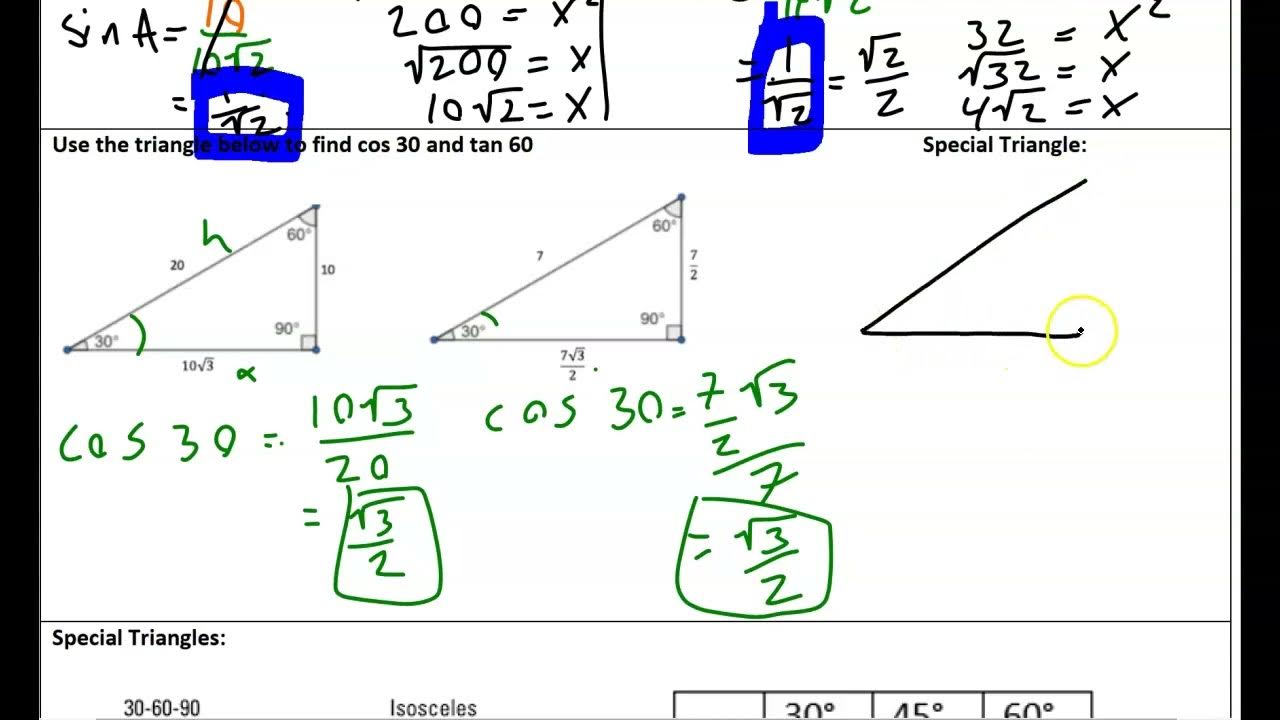8.2 Special Triangles in Degrees and Radians - YouTube
