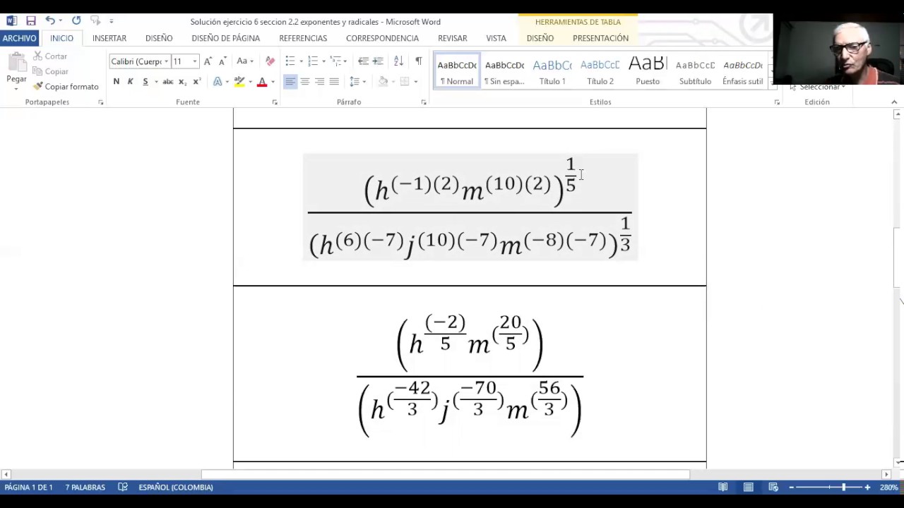 Ejercicio 1 álgebra exponentes y raíces - YouTube