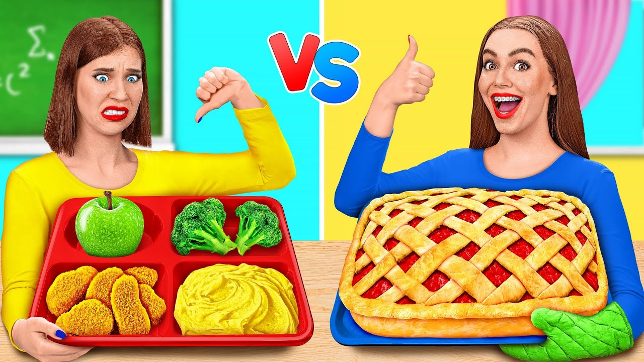 School vs Home Food Challenge by Multi DO Challenge - YouTube