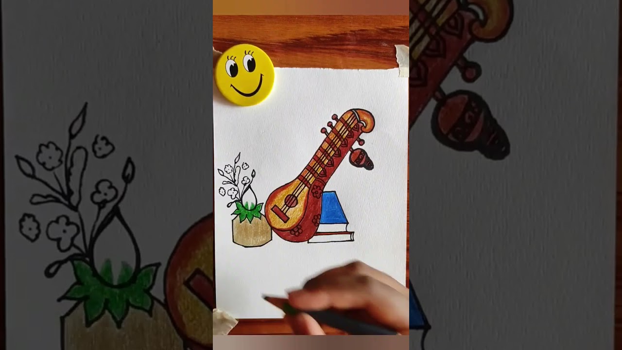 Happy Vijayadashami 🙏🏼|Vijayadashami drawing 😍|Drawing Veena # ...