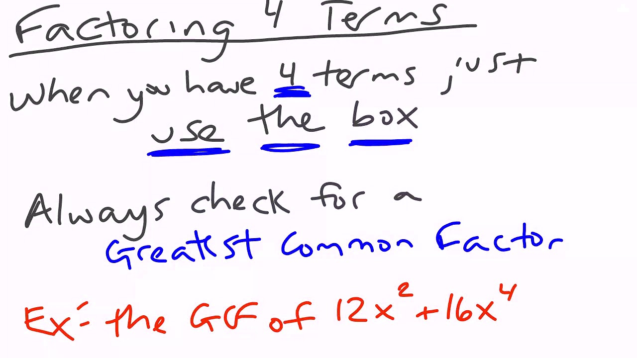Factor 4 Terms Using Area Model - YouTube