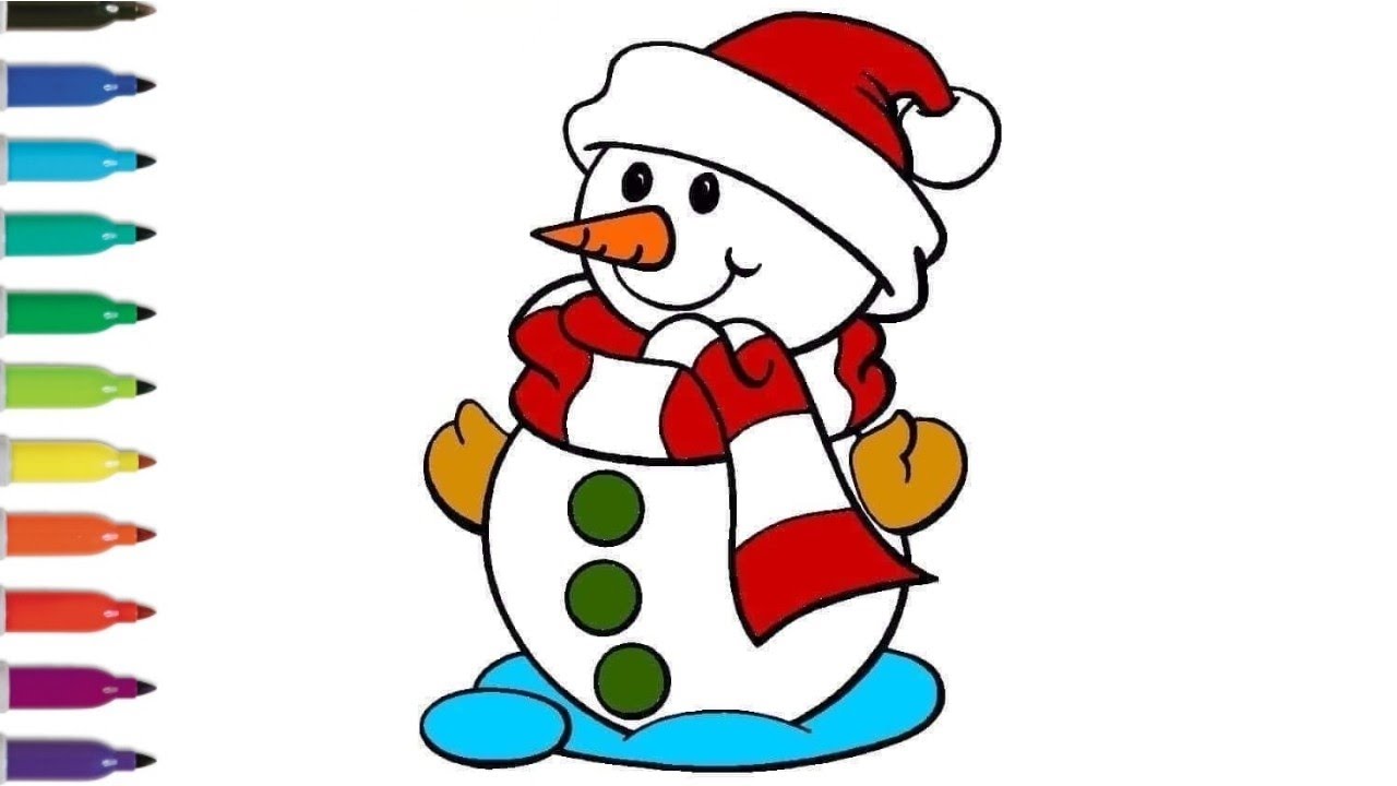 How To Draw Cute Snowman Drawing for Kids | Easy Winter Art - YouTube