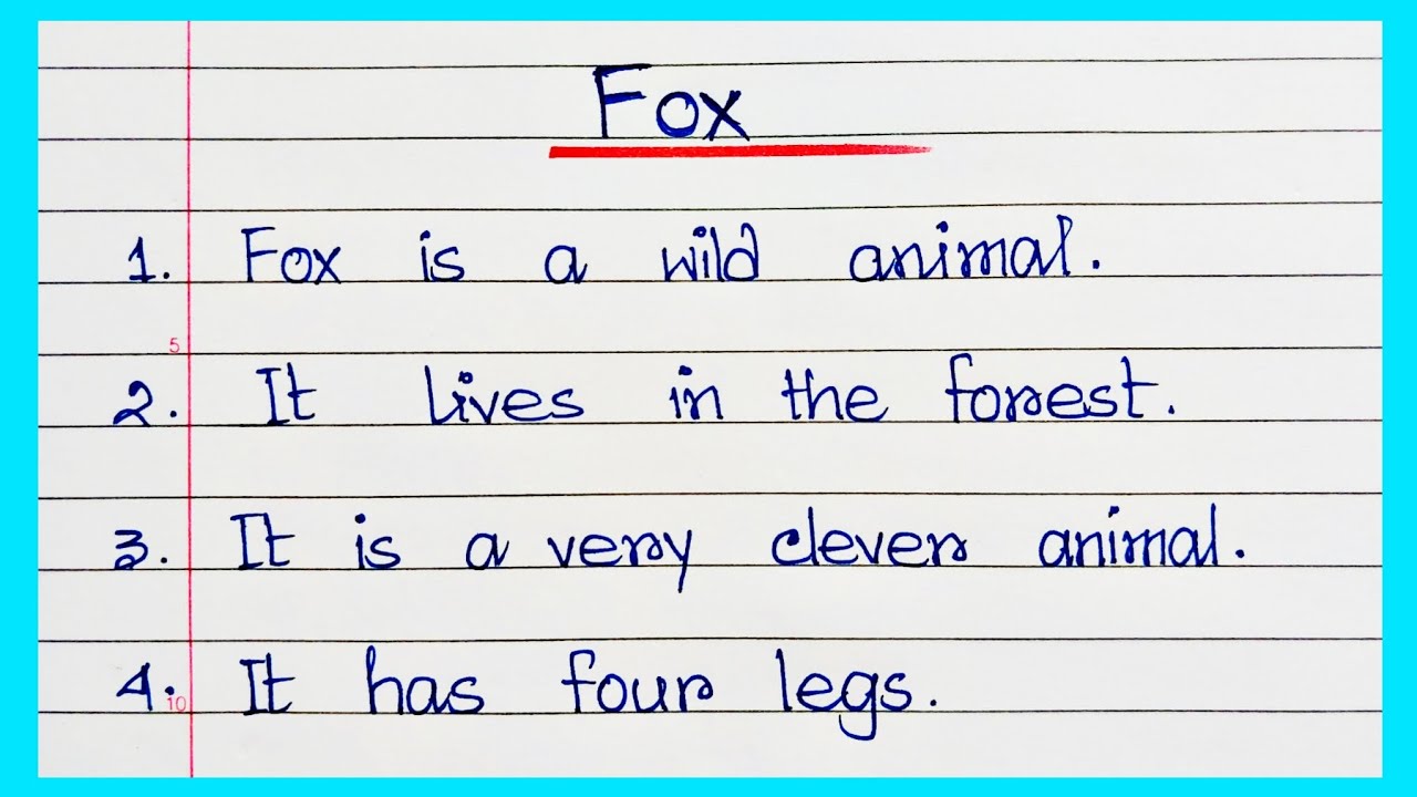 10lines essay on Clever Fox in English| Paragraph Writing on Fox in ...