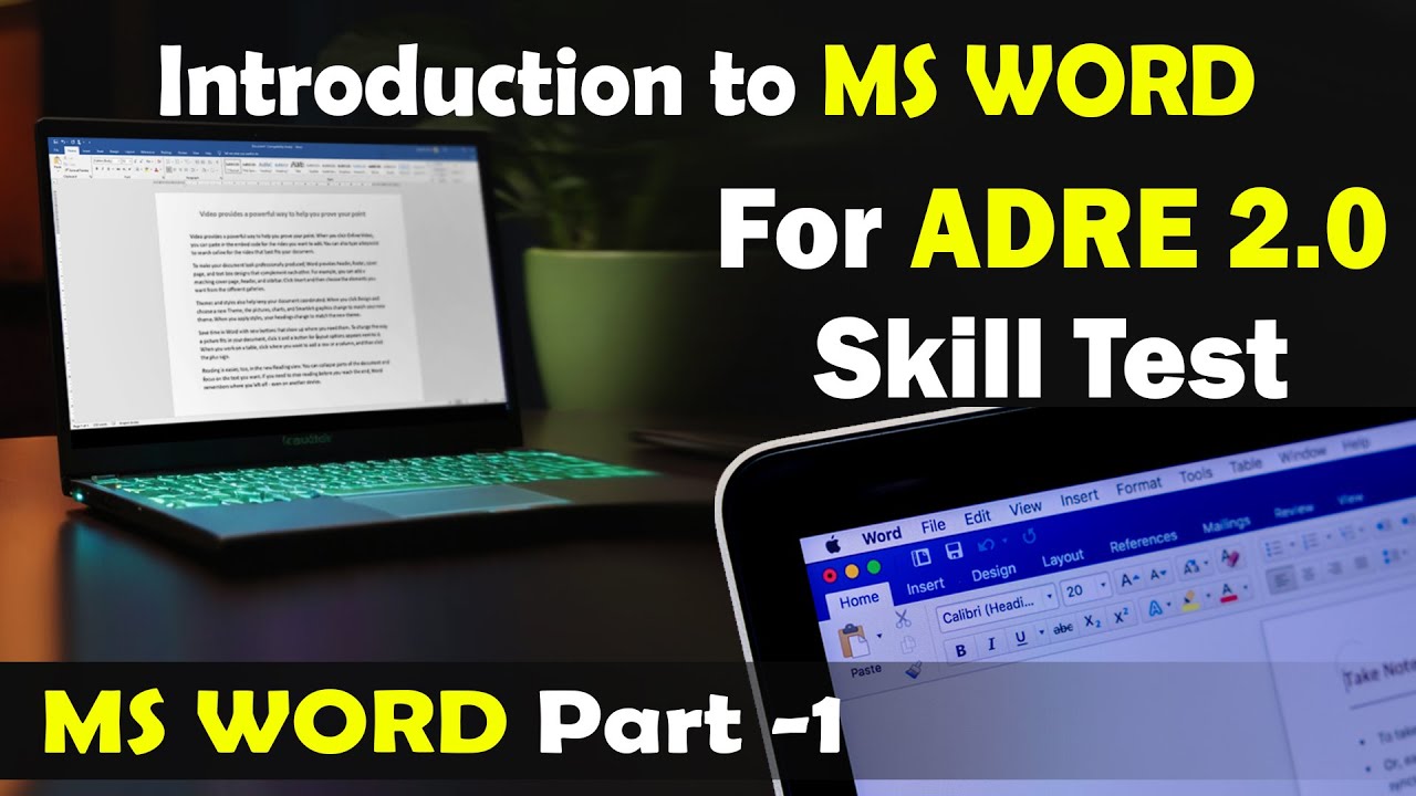 ADRE 2.0 Computer Skill Test for Grade III. Complete MS Word Intro Part ...