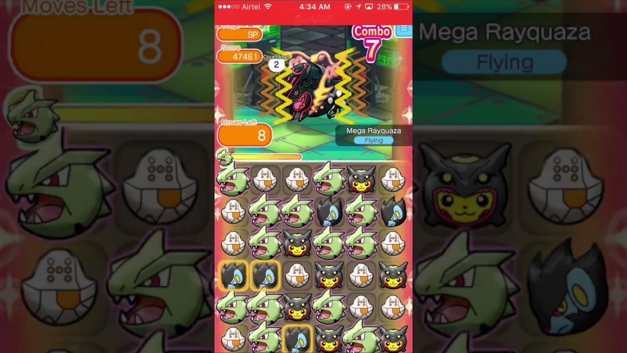 Pokemon Shuffle Mega Rayquaza (shiny) Competition Run#2 (119k score ...