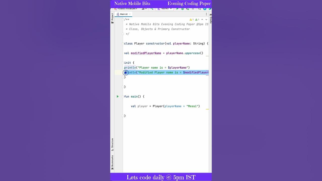 Init{} Block In A Class With Constructor Kotlin Shorts Youtube
