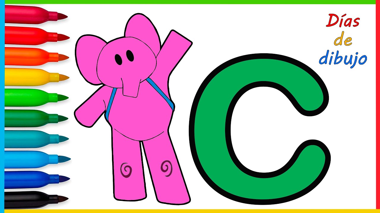 Colorea A Elly De Pocoyó Y La Letra C c 🌈👶CCCCCCCC👶🌈 Dibujos Para Niños Pocoyó - YouTube