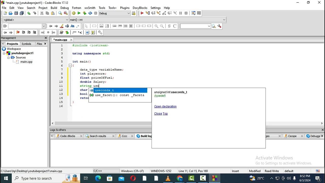 C++variable declaration and initialization pt1 - YouTube