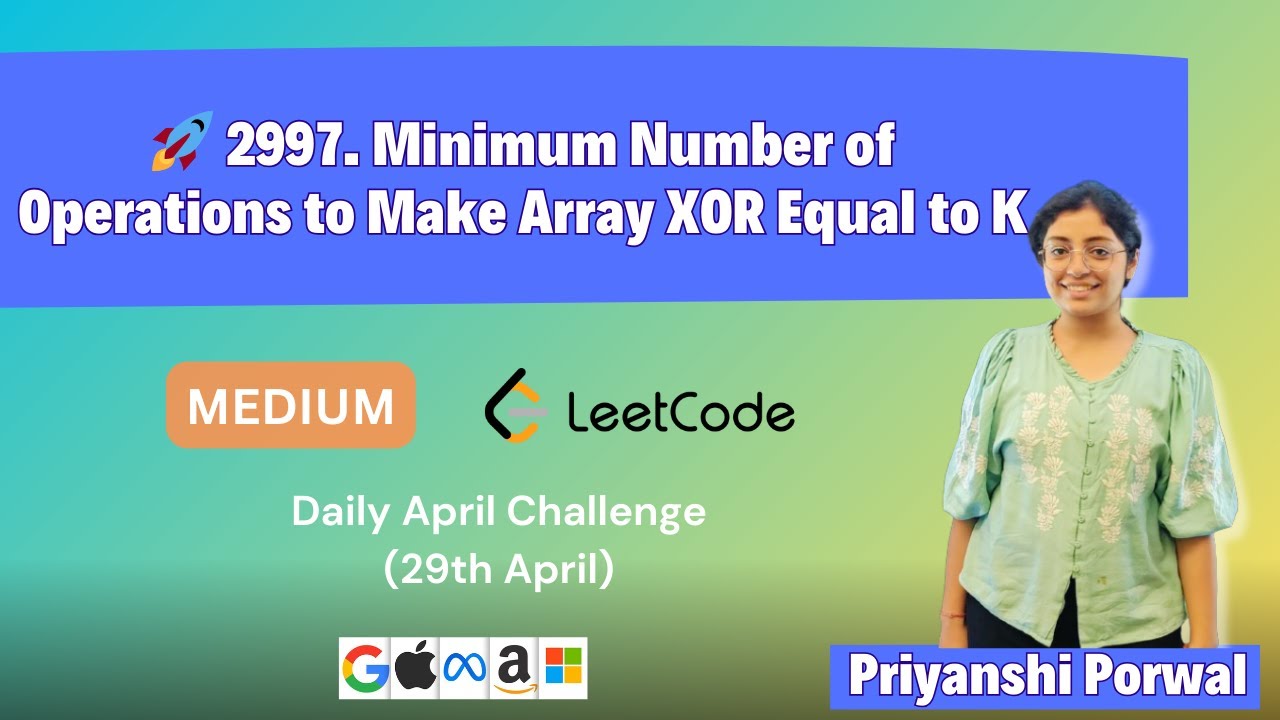 2997 Minimum Number Of Operations To Make Array Xor Equal To K Bit