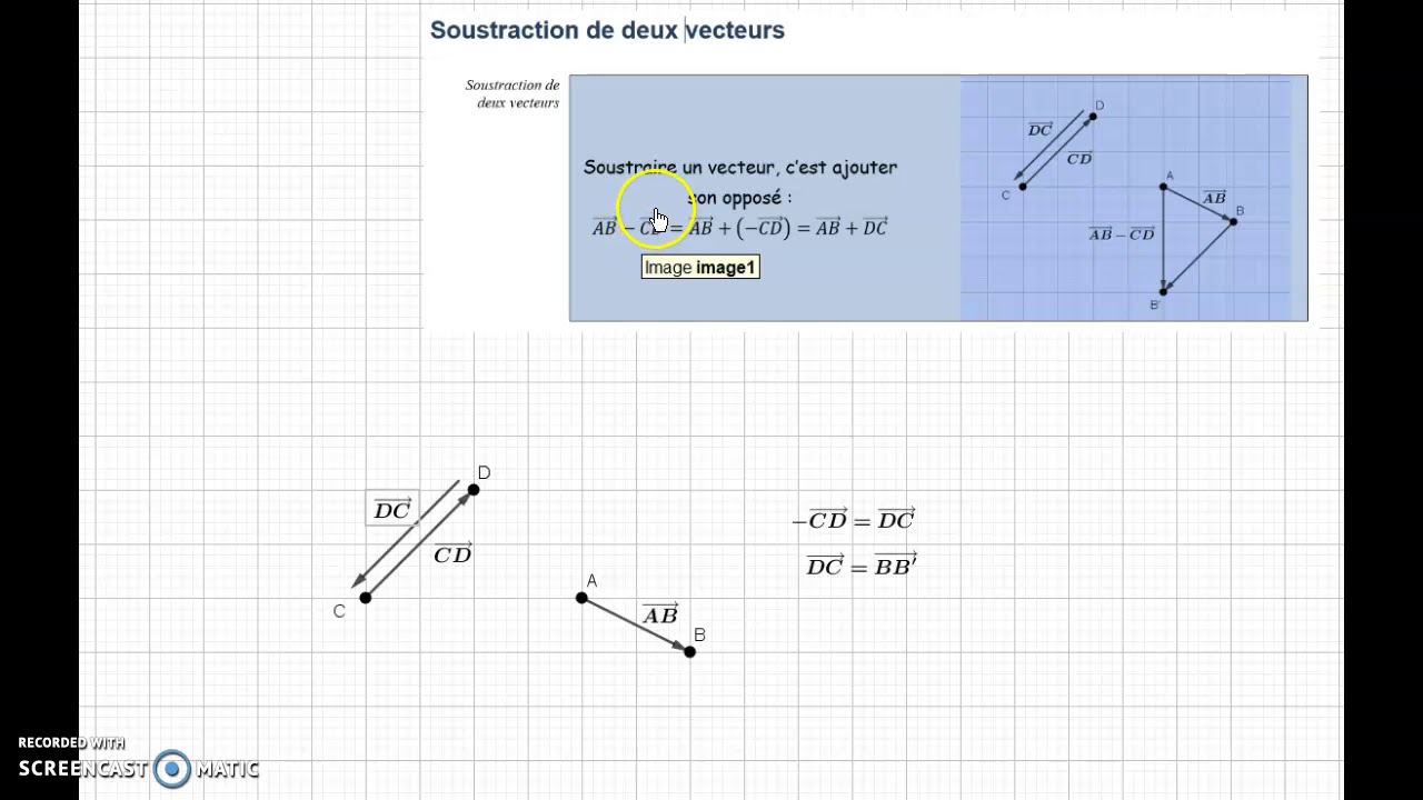 Calcul vectoriel - Soustraction de deux vecteurs - YouTube