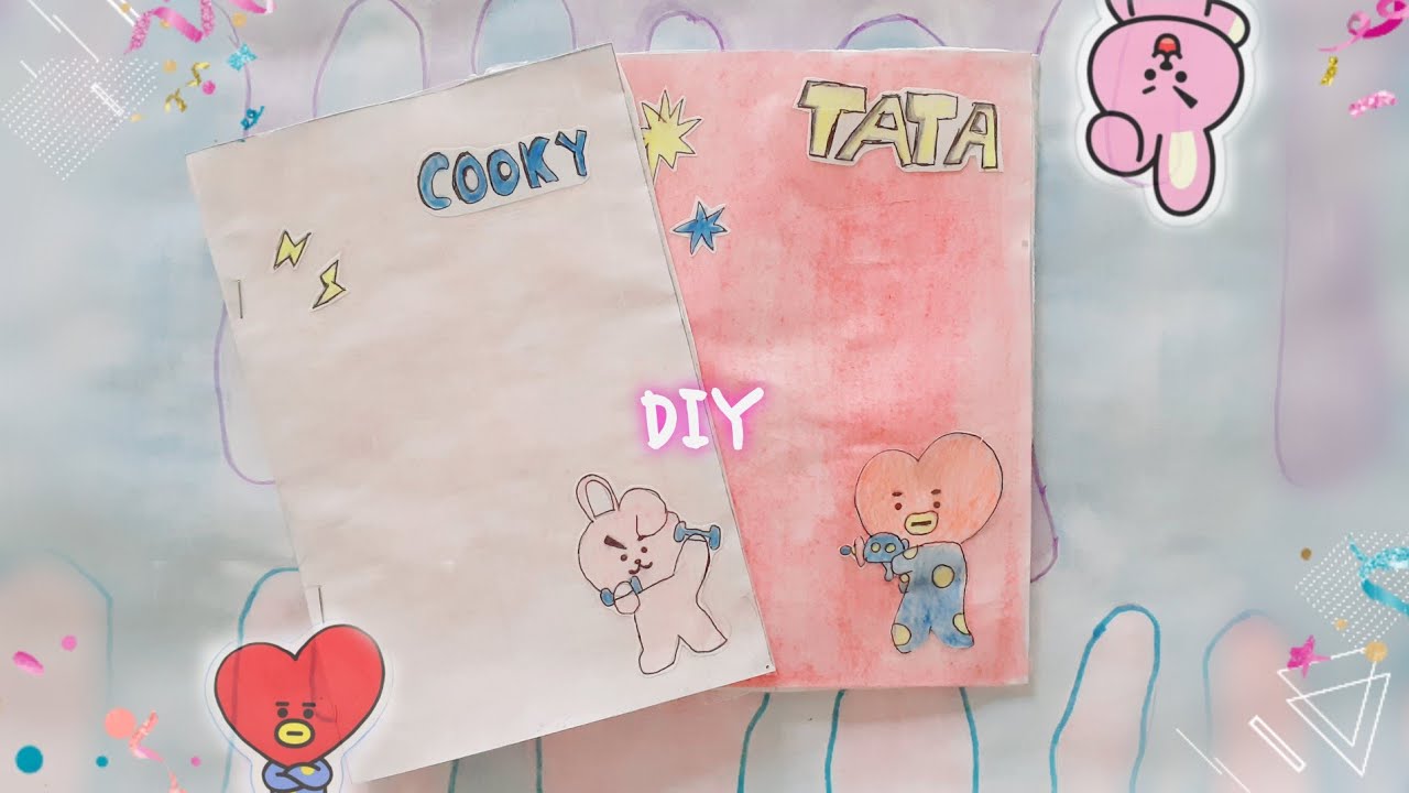 DIY:Do-it-yourself fast notebook with no stitching/With BT21 characters ...