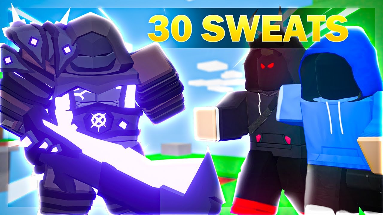 4 VOID BARBARIANS vs 30 Sweats... (ROBLOX BEDWARS MANHUNT) - YouTube