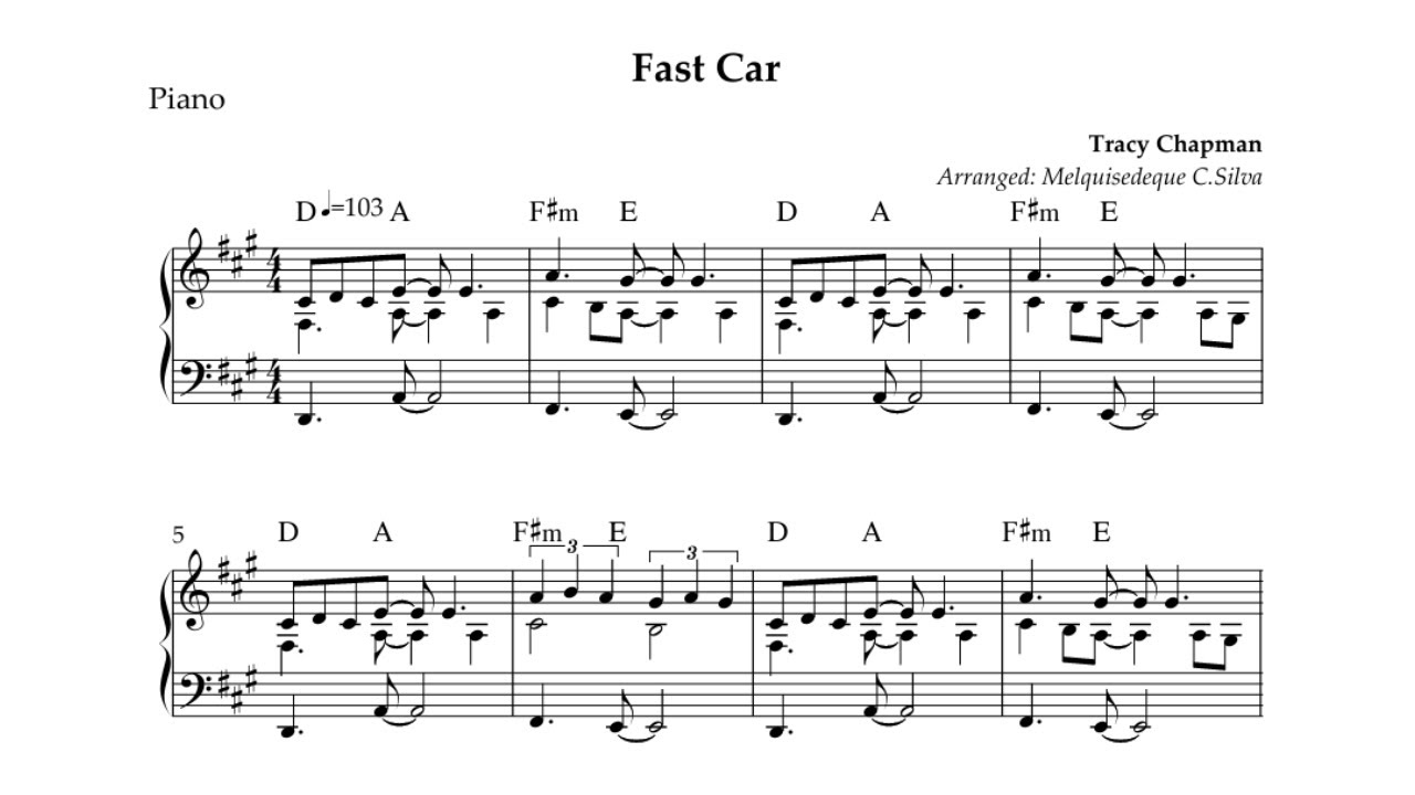 Fast Car - Tracy Chapman - Piano - YouTube