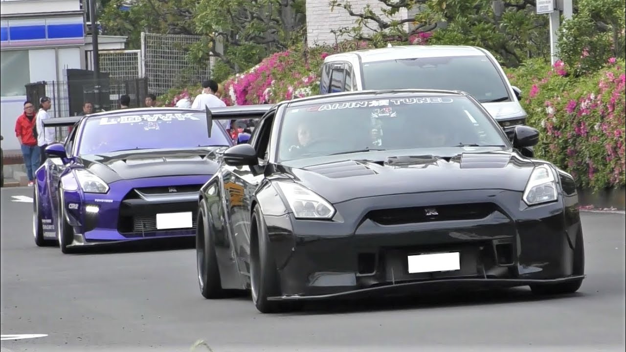 【LBWK GT-R】 Liberty Walk 日曜日の大黒PAに続々と集まる国産改造車や旧車や国産スポーツカーのエンジンサウンド・加速 ...