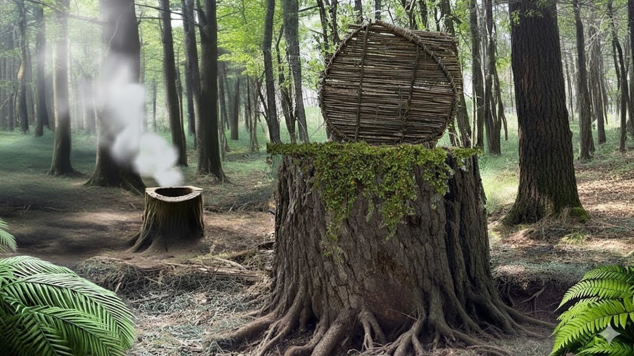 Survival Tree Stump House Build | Secret Bushcraft Shelter - YouTube