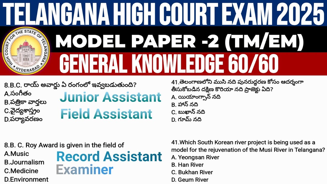 Telangana High Court General Knowledge Question Paper|Court GK Model ...