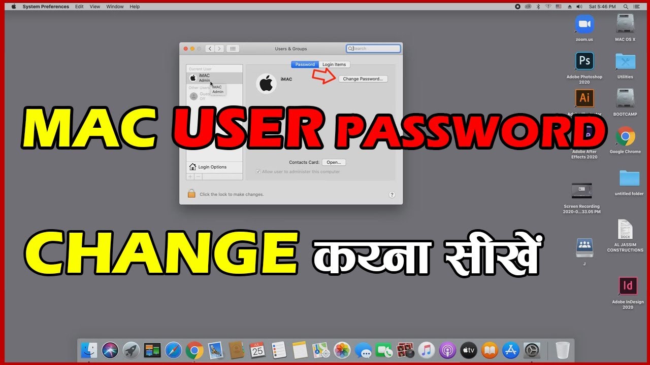 How to Change iMac/MacBook/Air/Pro User Password | Mac ka User Password ...