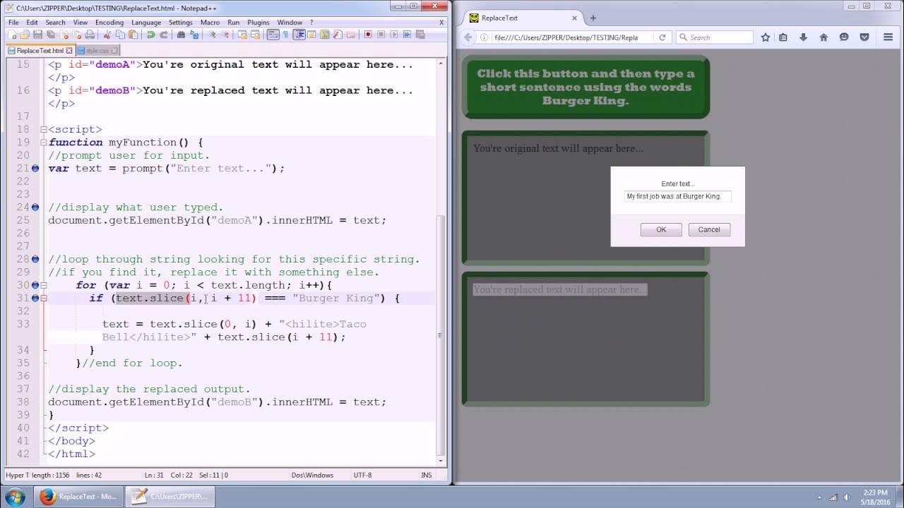 Find And Replace - HTML, CSS, JavaScript - YouTube