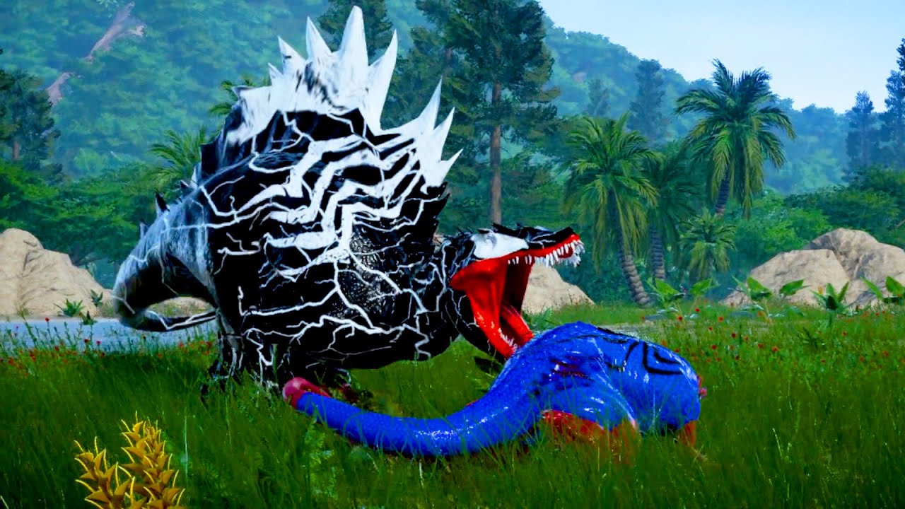Avengers Dinosaur Fighting – Venom vs Spiderman I-Rex vs T-Rex – Full ...