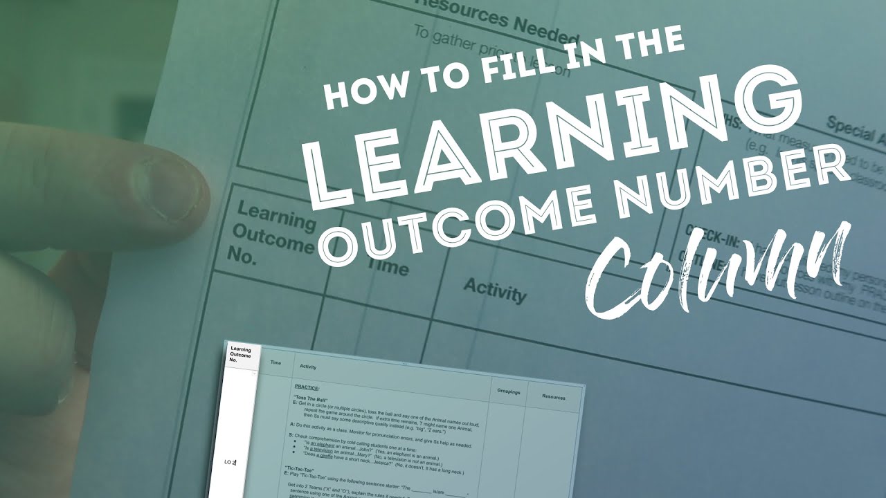 How to fill in the "Learning Outcome Number" Column - Using Templates ...