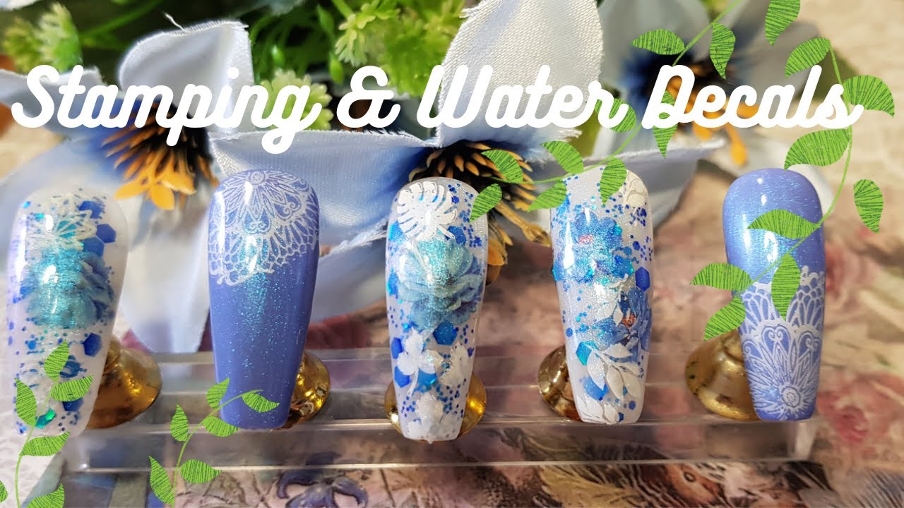 NAIL DESIGN - Stamping & Water Decals - YouTube
