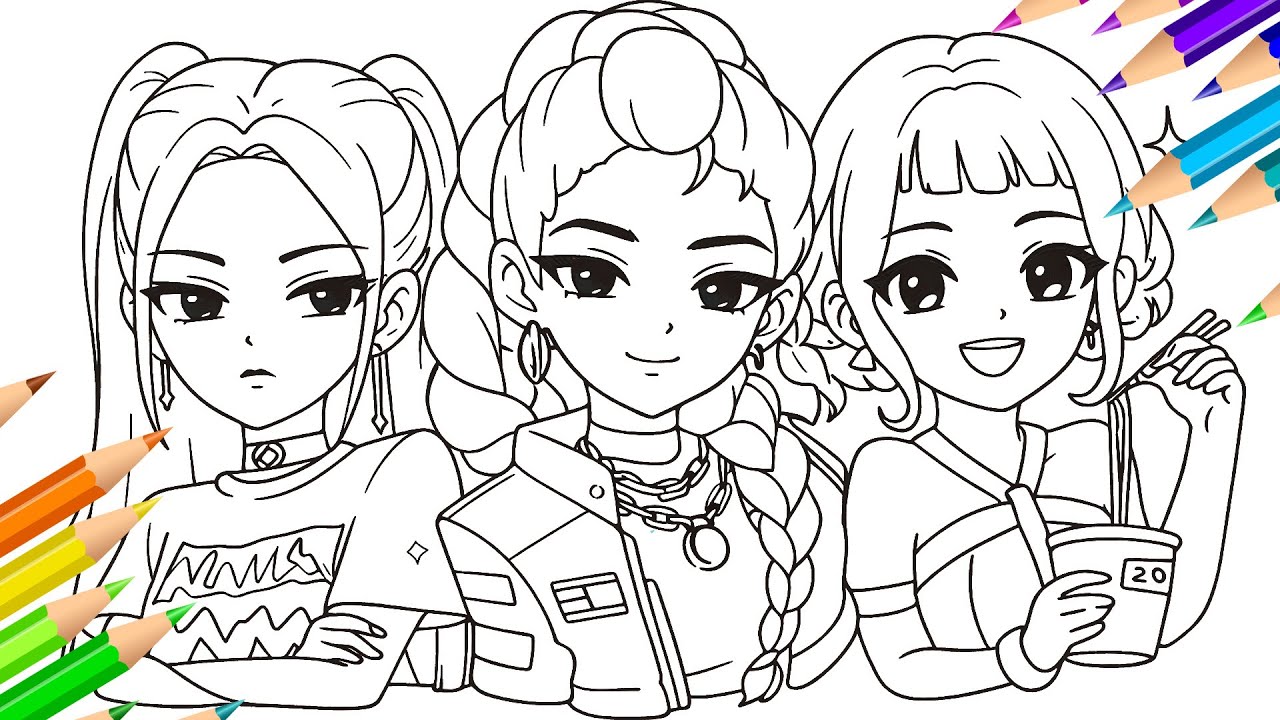 KPop Demon Hunters New Coloring Pages - Huntrix / How to Color Rumi ...