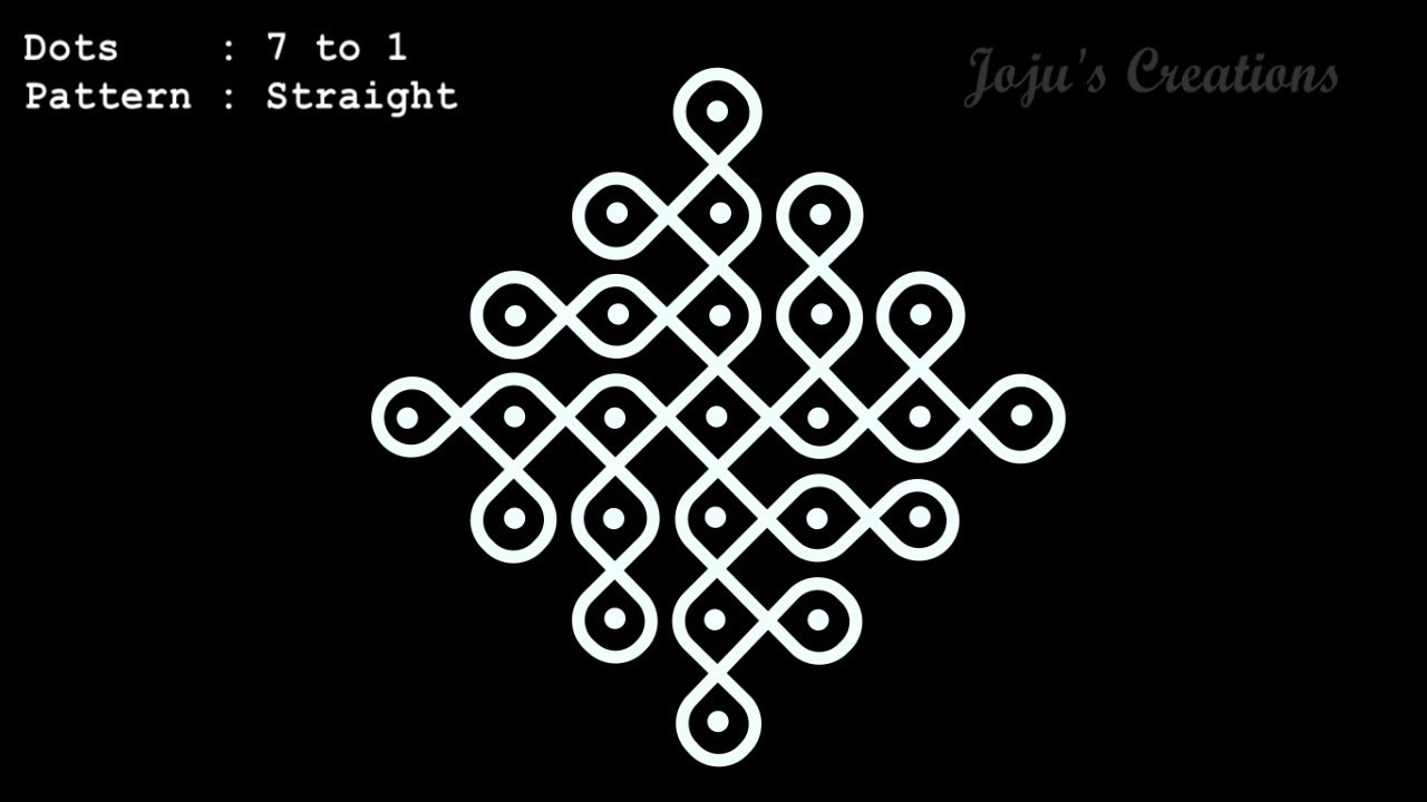 127. 7×1 dots sikku kolam designs | Easy 7 Dot kolam | 7 dots rangoli | Melikala muggulu designs ...