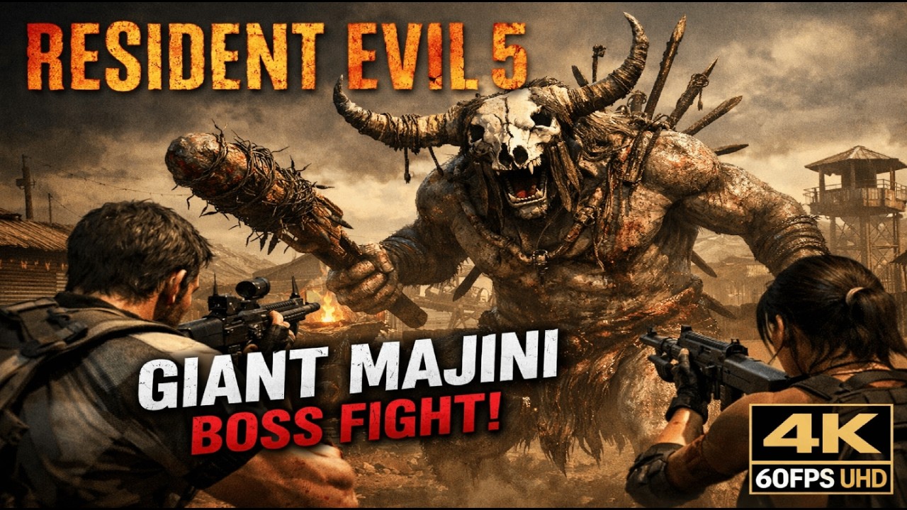 Resident Evil 5 - Giant Majini Mini Boss Fight【4K60ᶠᵖˢ UHD】No ...