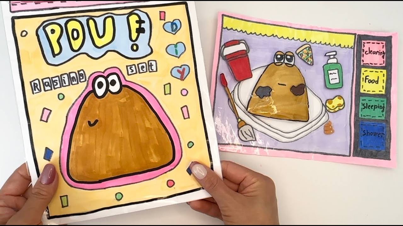 [💲Paper Diy💲] Pou! Raising Poop💩 Paper game Kit & Nail care 💅 ASMR ...