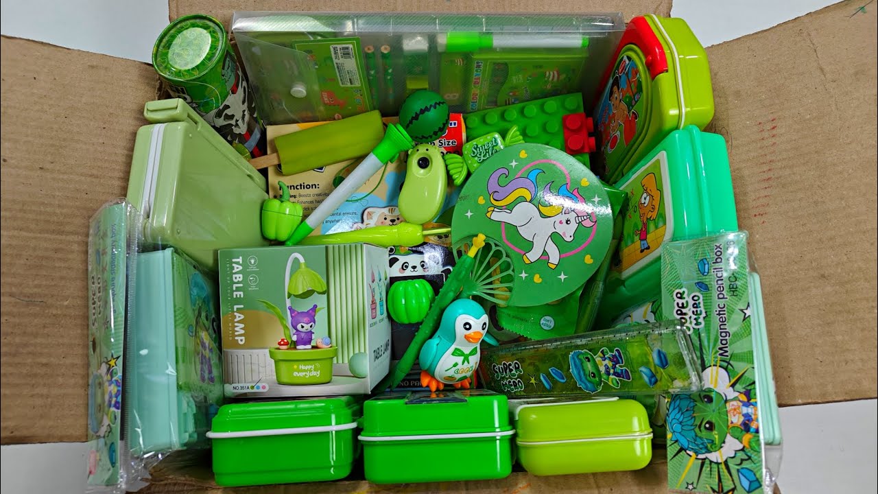 Best Green Stationery Collection, Box full of stationery, pencil box ...