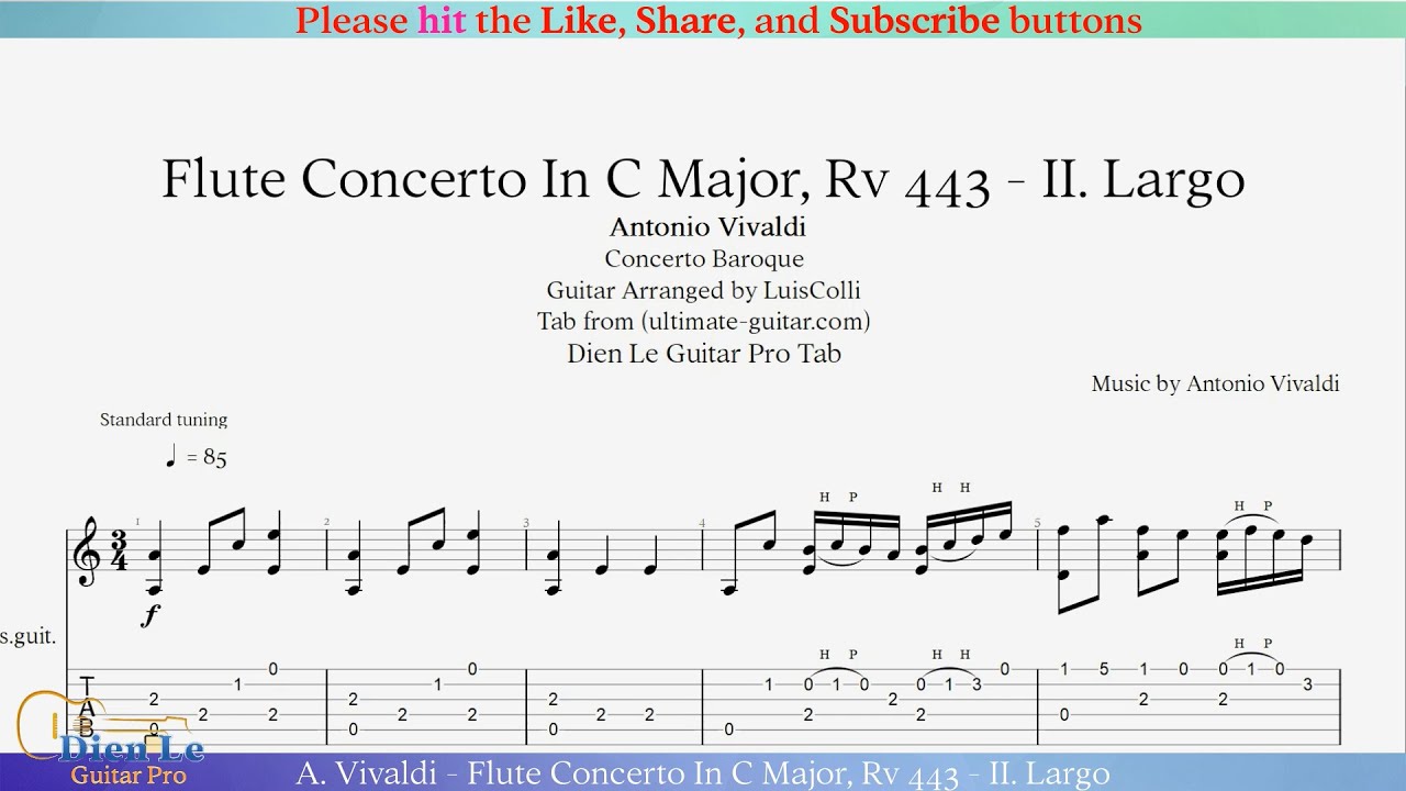 A. Vivaldi - Flute Concerto In C Major, Rv 443 - II. Largo - Arr for ...