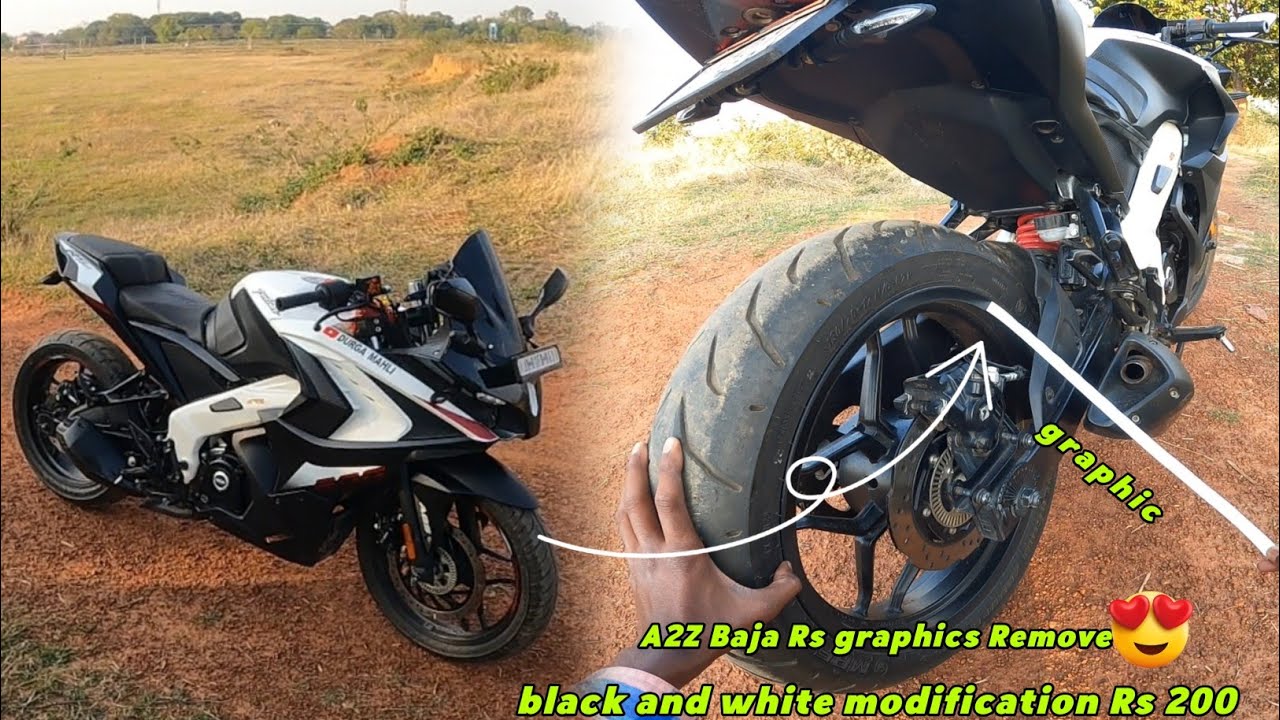 Black White modification on Rs200 Bs7 || graphics Remove Baja pulsar Rs200 - YouTube