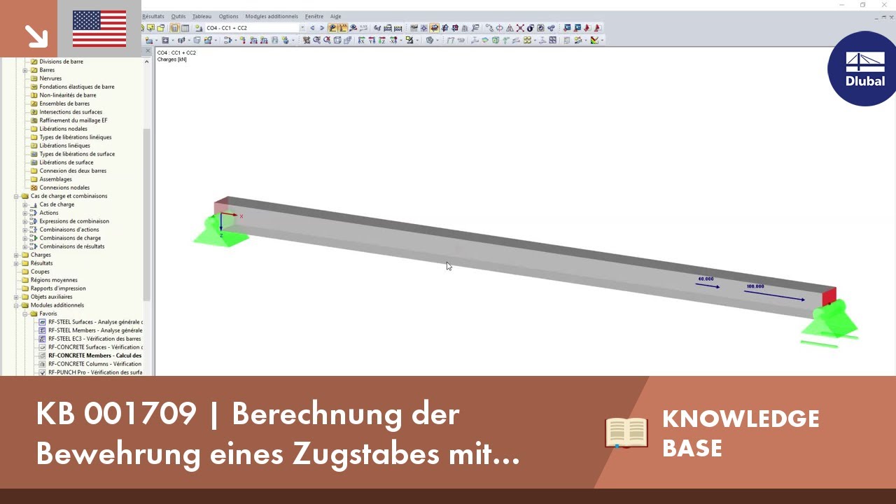 [EN] KB 001709 | Berechnung der Bewehrung eines Zugstabes mit RF-BETON ...