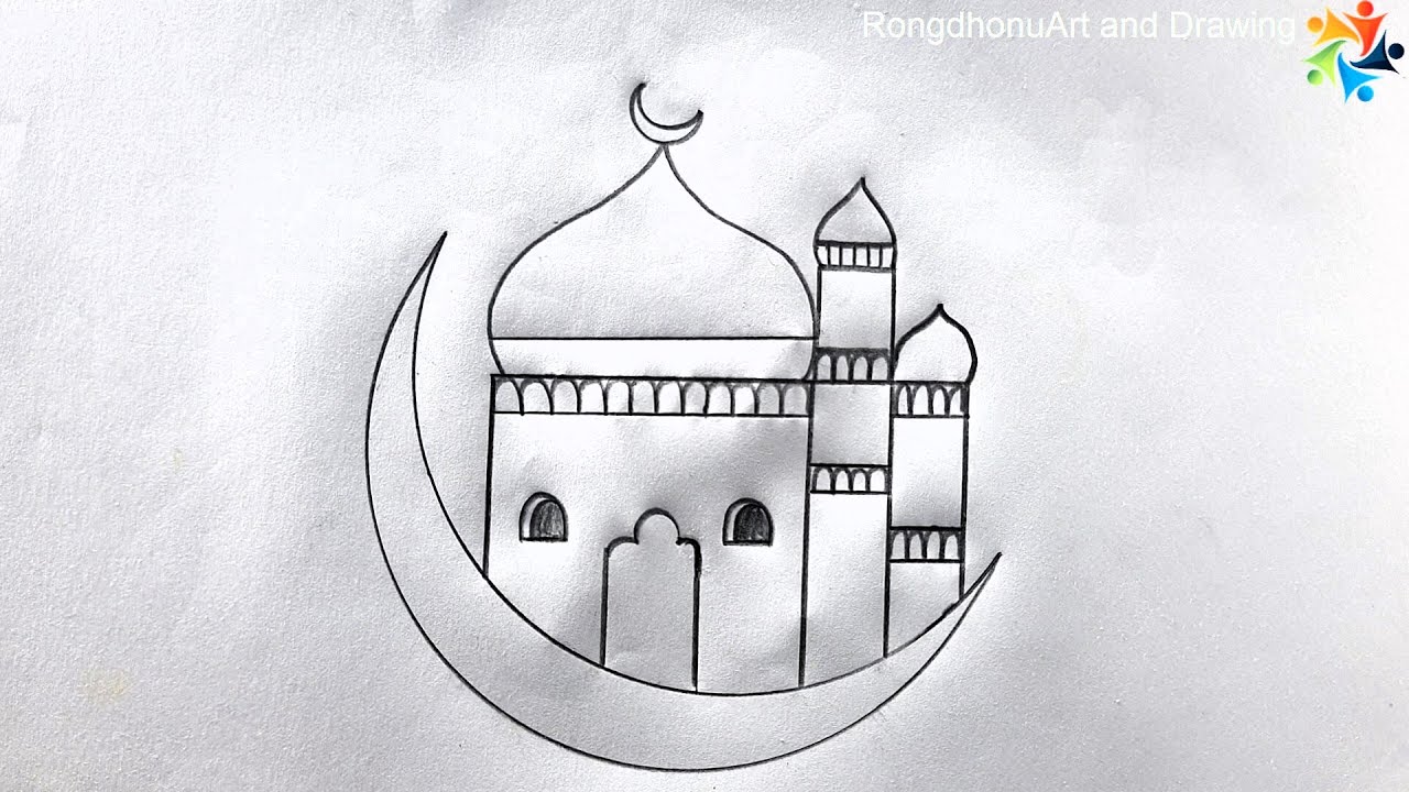 Mosque Art || Mosjid Drawing || Easy Art - YouTube