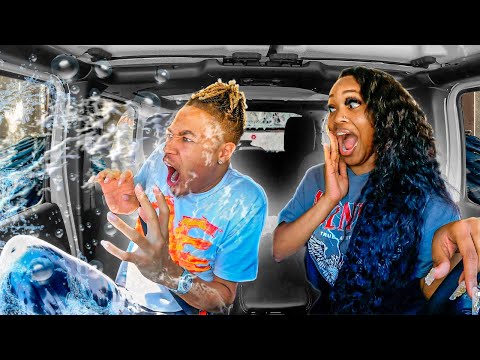 OPENING MY BOYFRIEND WINDOW WHILE GOING THROUGH THE CARWASH PRANK *HILARIOUS*