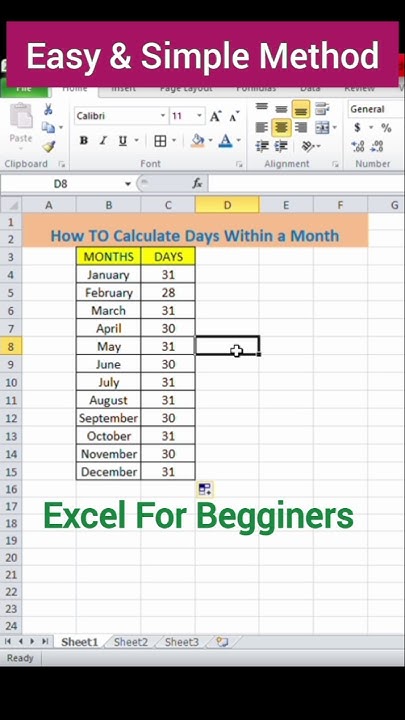 How to Calculate days within a month #excel #excelshorts #exceltips #shorts #ytshorts #viral ...