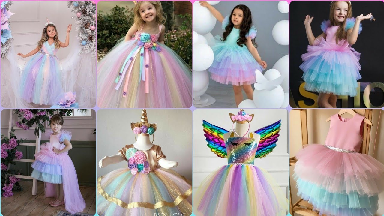 baby multicolor frocl design | kids rainbow dress design | baby frock ...