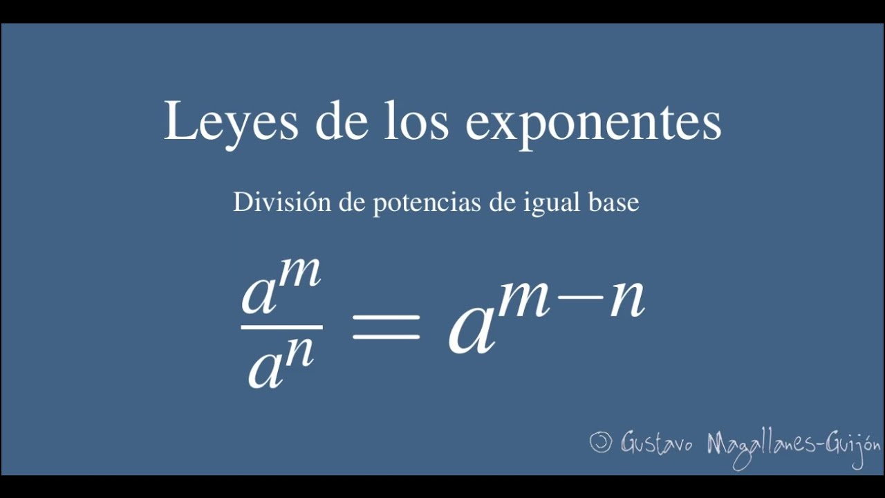 Leyes de los exponentes. División de potencias de igual base. - YouTube